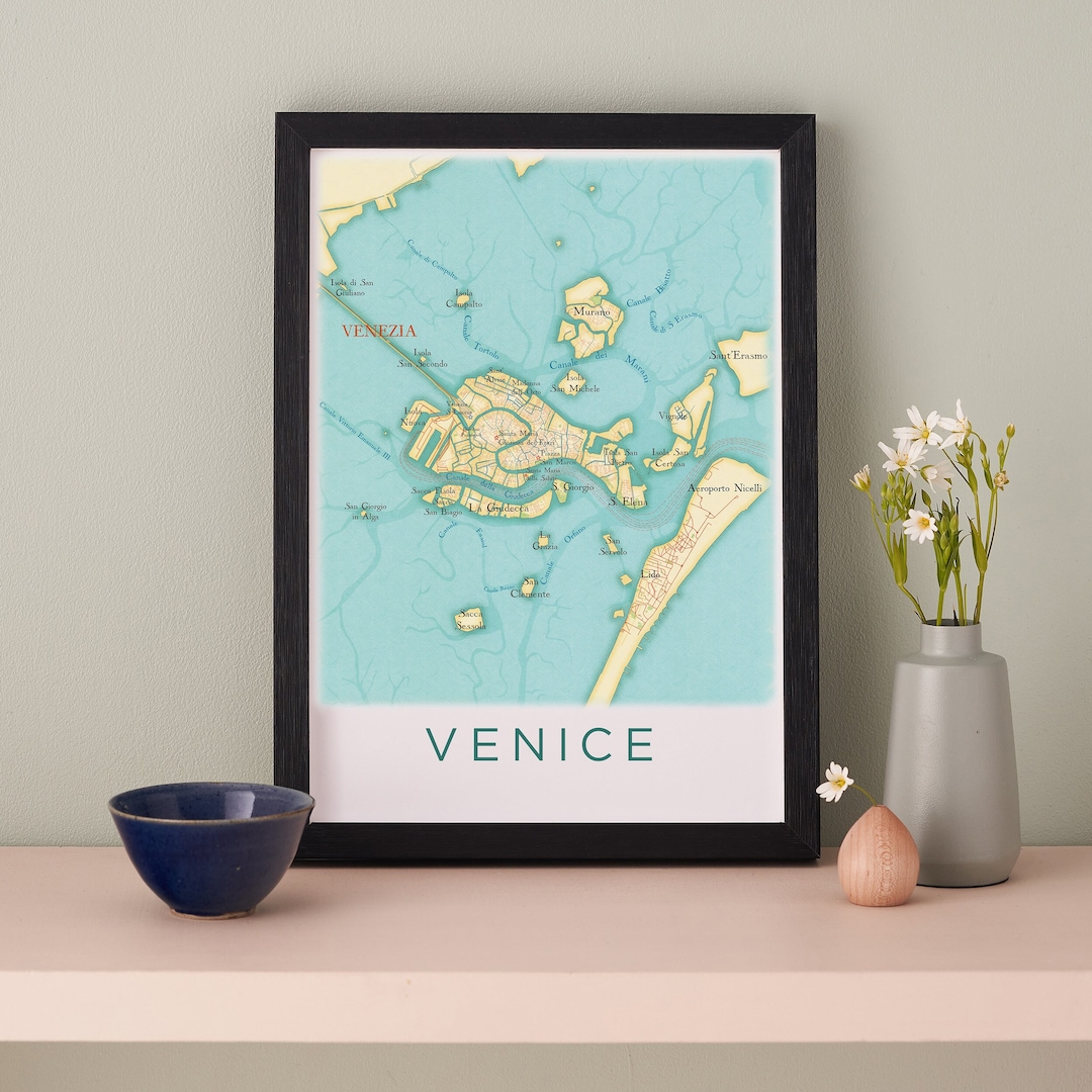 Venice Poster, Italy Map, Italy Poster Print, Wall Art Gift for Her ...