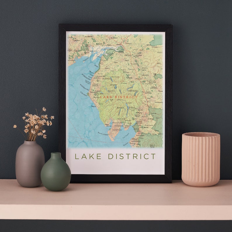 Lake District Map Poster the Lakes Map Print Cumbria UK - Etsy Australia