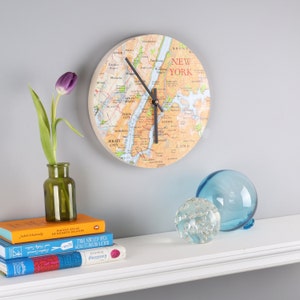 Map Wall Clock - Custom Map Location - Unique Round Wall Clock - Modern ...