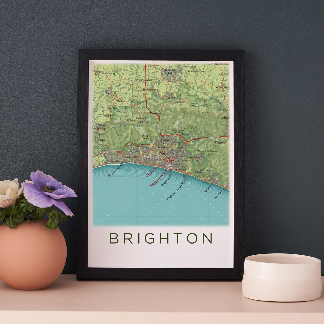 Brighton Map Print, Brighton Sussex UK Map Poster, Wall Art Poster of ...