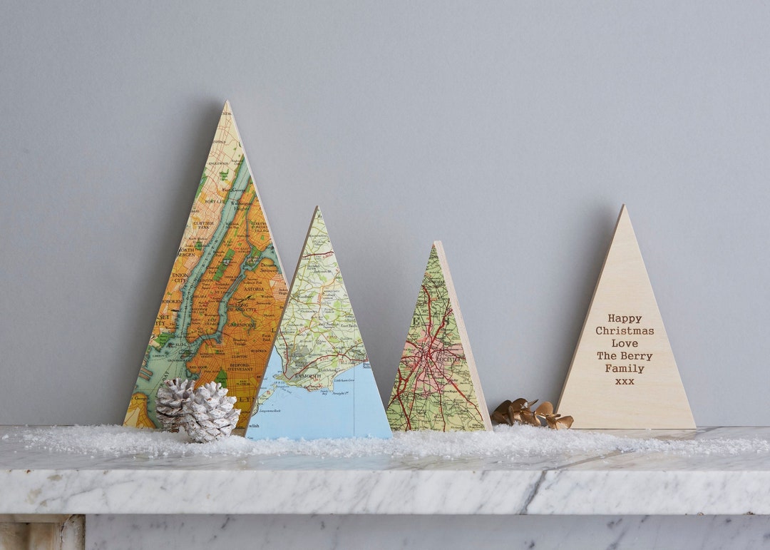 Custom Map Christmas Tree Set, Wooden Christmas Tree, Home Decor ...