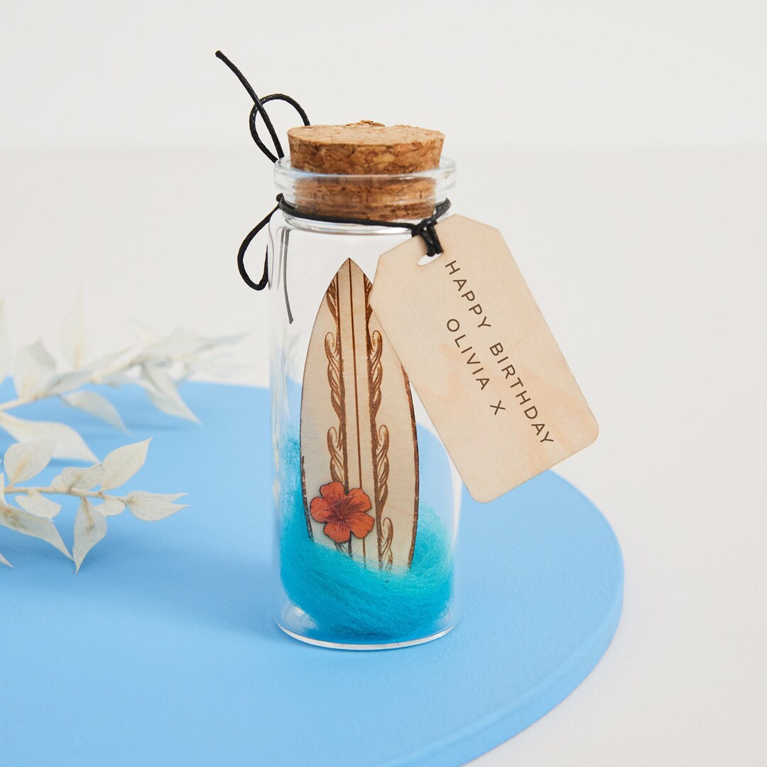Surfing Gift for Him, Ocean Surfboard Keepsake Message Bottle for Him ...