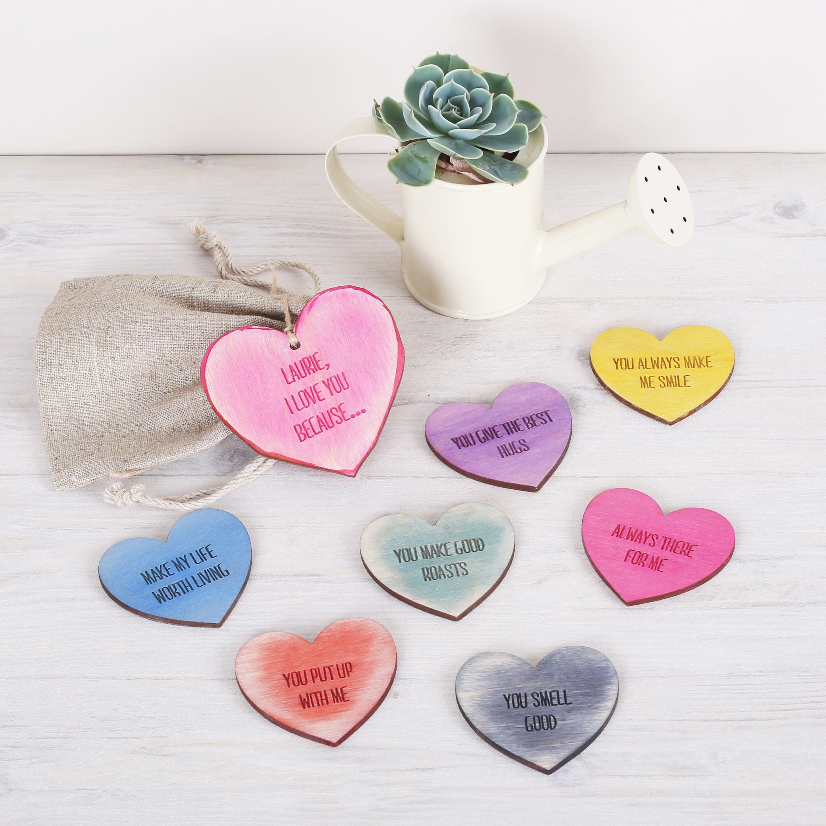 Message Tokens - I Love You Because... Wood Star Keepsake Gift ...