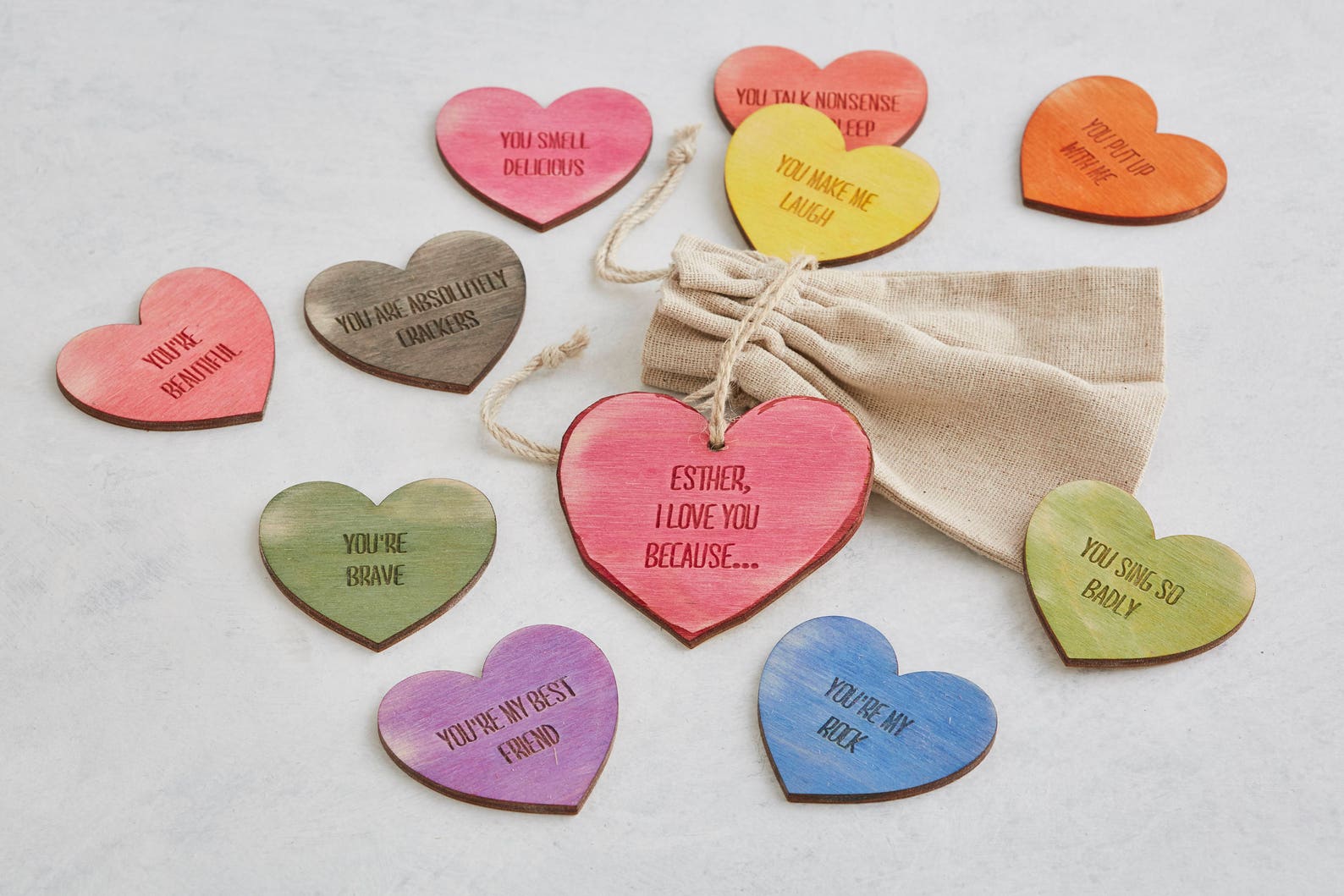 Message Tokens - I Love You Because... Wood Star Keepsake Gift ...
