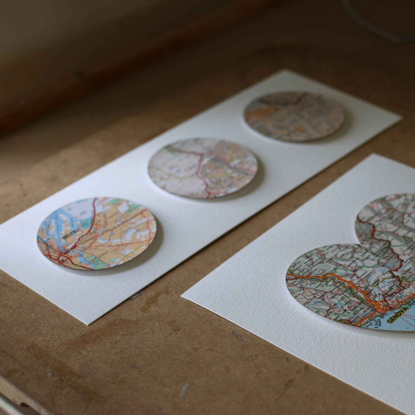 Map Wall Art Four Custom Map Circles Wedding Gift Paper - Etsy UK