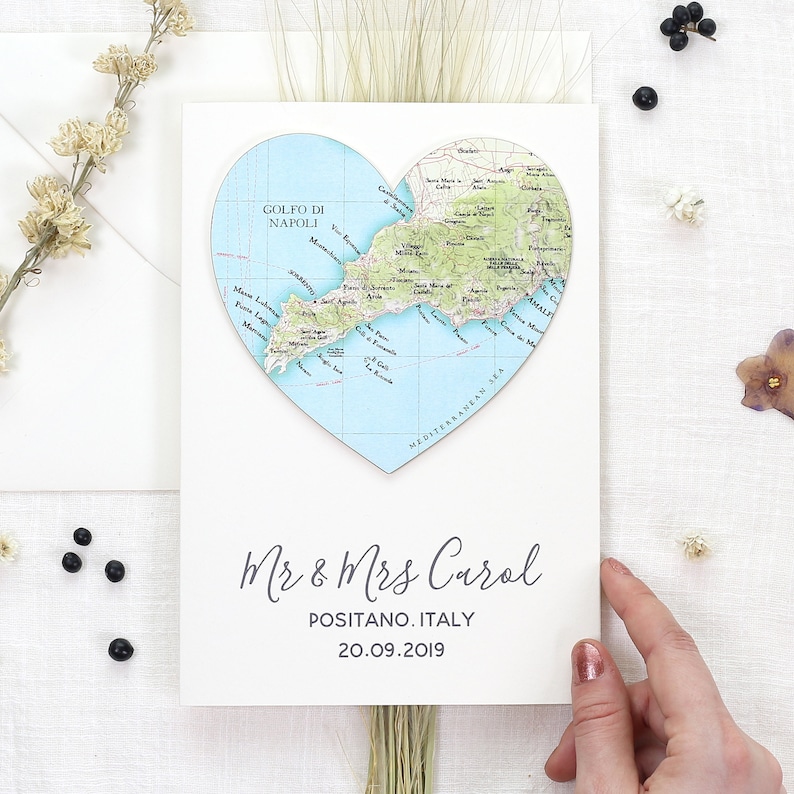 Custom Map Engagement Card Personalised Got Engaged Couples - Etsy