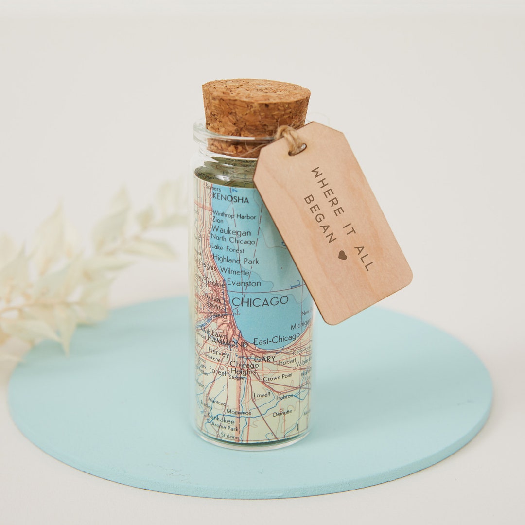 Custom Map Gift, Message in A Bottle Keepsake, Personalised World Map ...