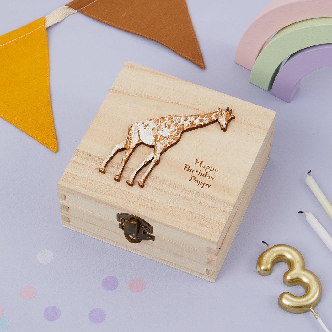 New Baby Giraffe Trinket Box, Newborn Baby Gift, Personalised Keepsake ...