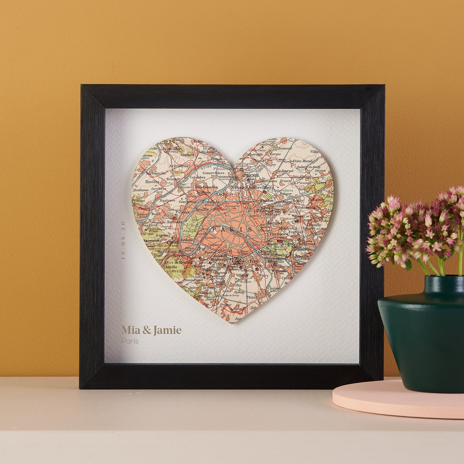 Custom Map Heart Print Engagement Gift, Personalized Map Wall Art ...