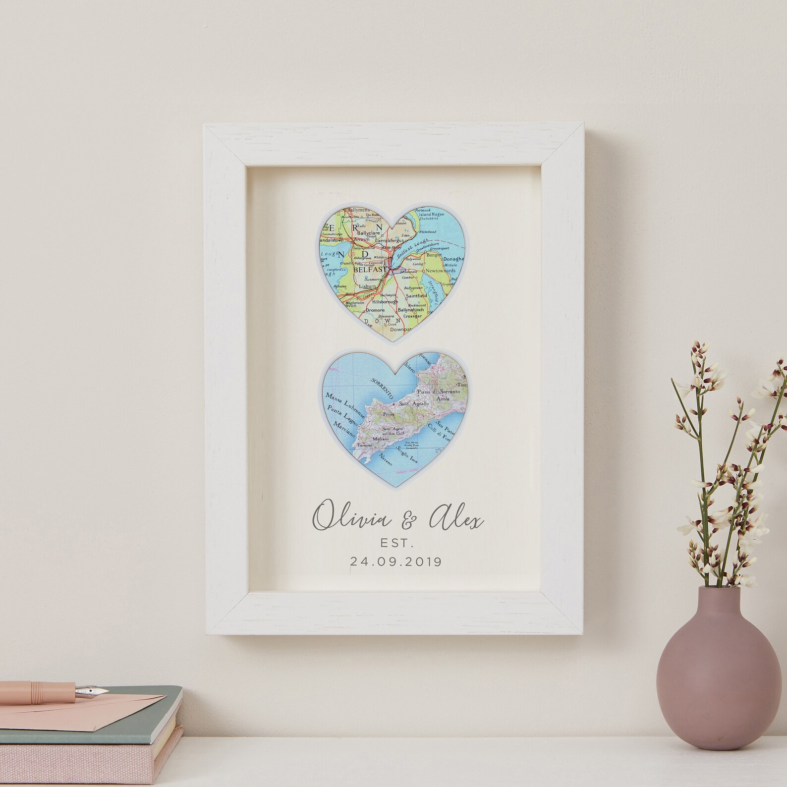 Engagement Card Custom Map Heart Card Luxury Wedding - Etsy