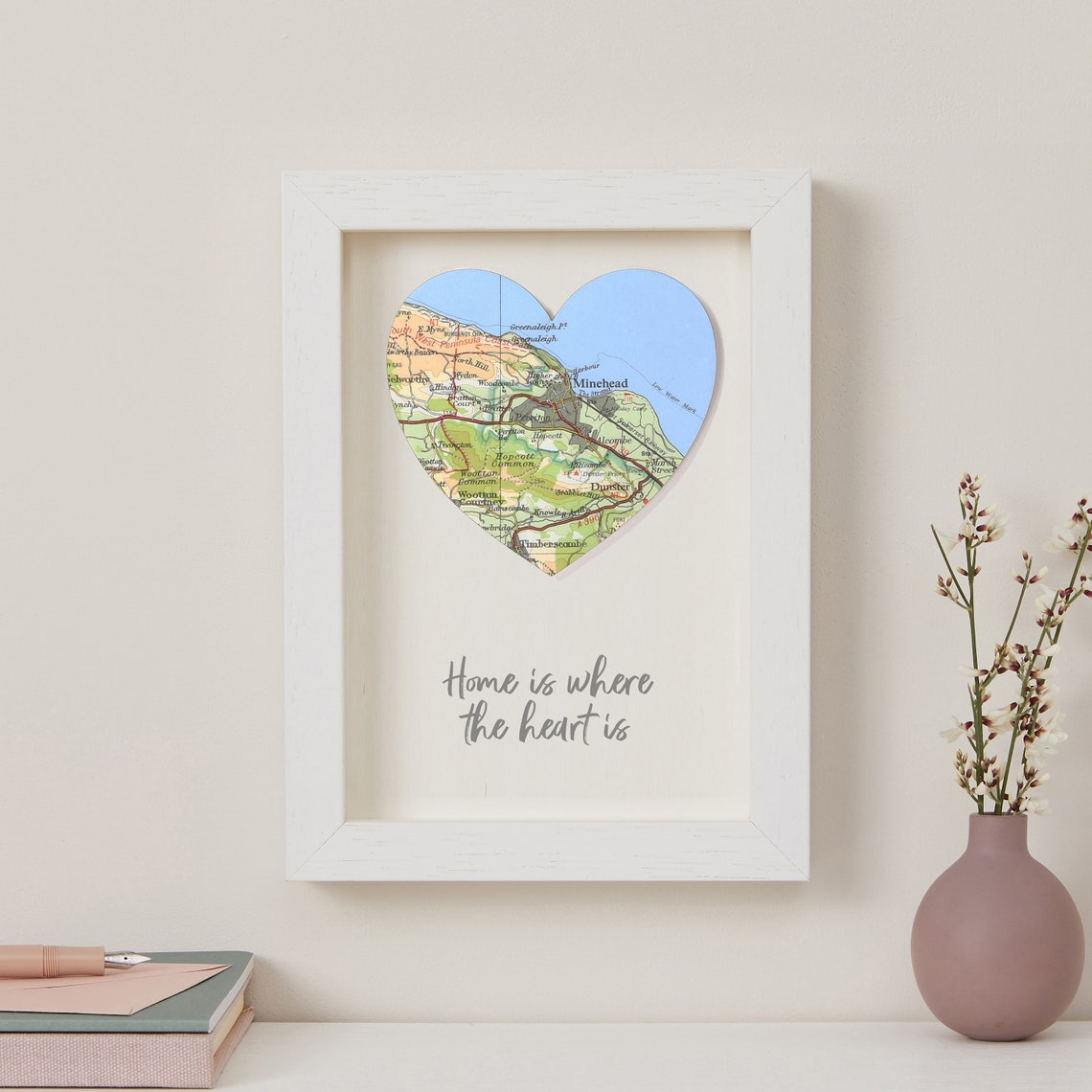 New Home Card, Custom Map Gift, Map Heart Card, Housewarming Greetings ...