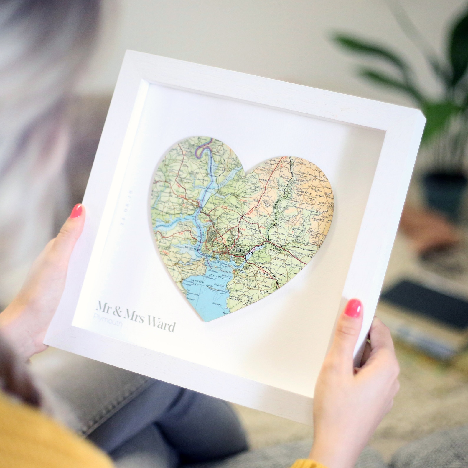 Custom Map Heart Print Wedding Gift Personalized Wedding | Etsy