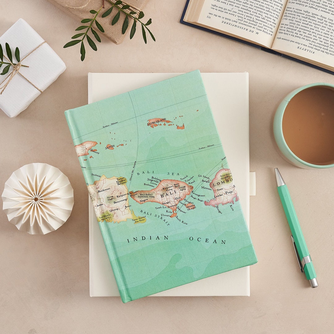 Bali Custom Map Travel Notebook Journal - Personalized Indonesia Map ...