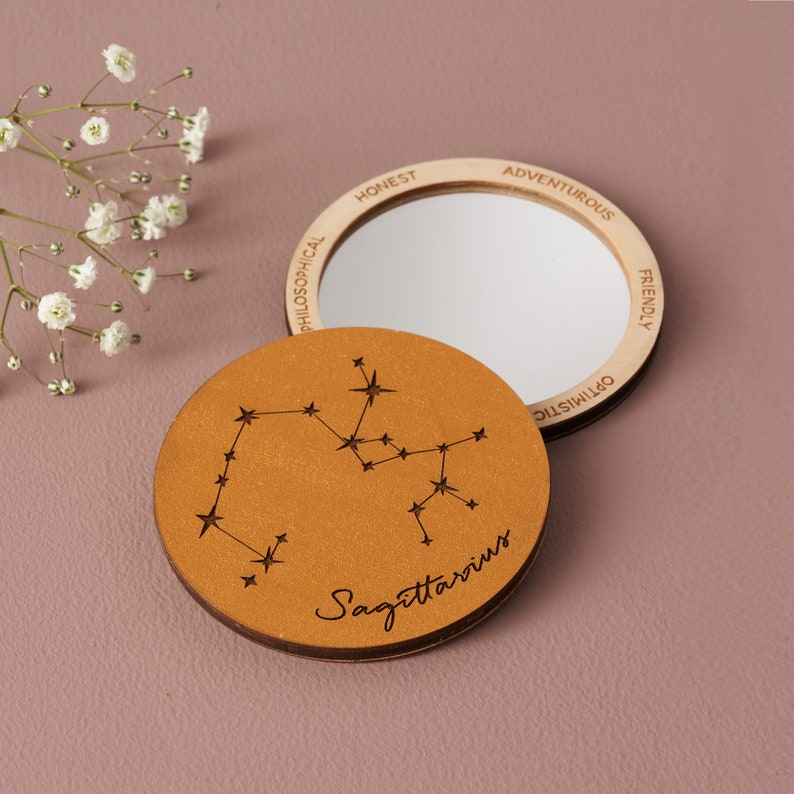 Zodiac Gift Pocket Mirror - Custom Compact- Personalised Stars Gift for ...