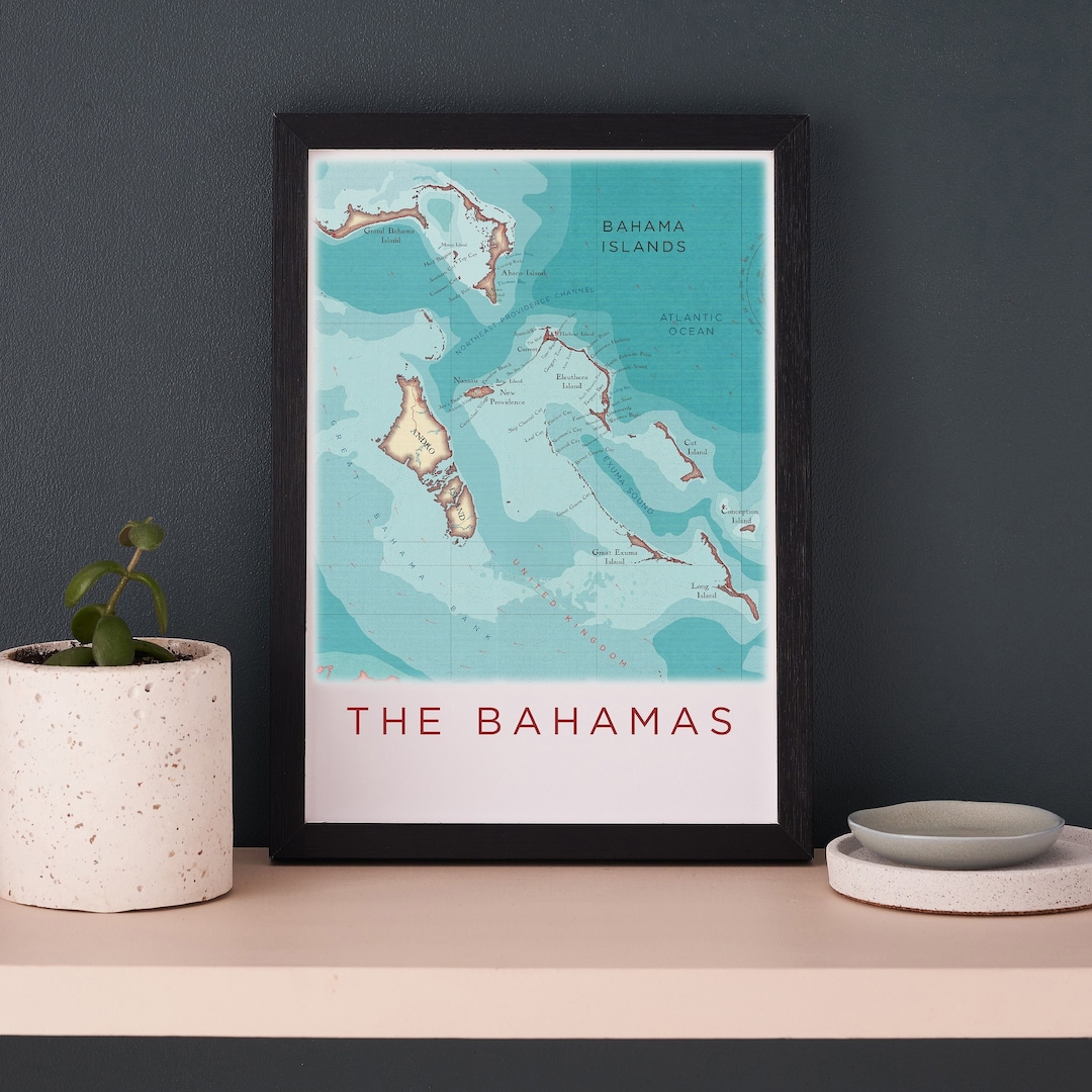 Bahamas Map Print, Bahamas Wall Art Poster, West Indies Poster, Nassau ...