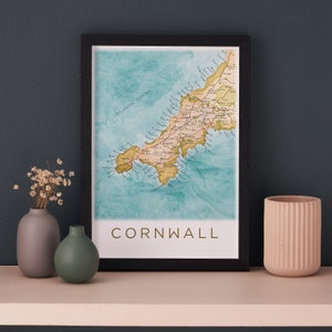 Cornwall Map Poster, Cornwall Map Print, Cornish Map, Cornwall Wall Art ...