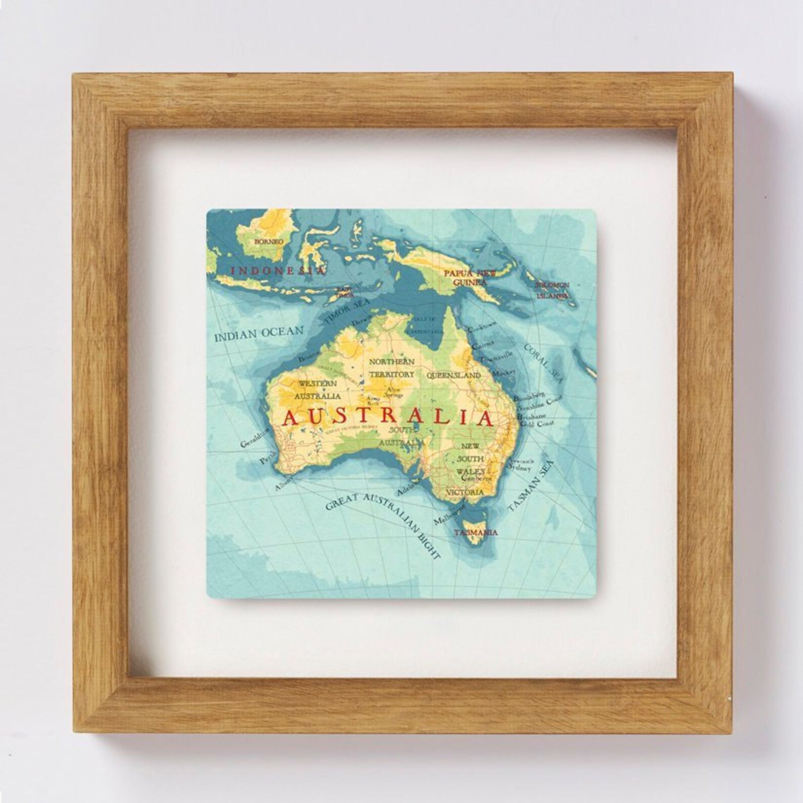 Australia Custom Map Print in a Square or Heart Shape - Personalised ...