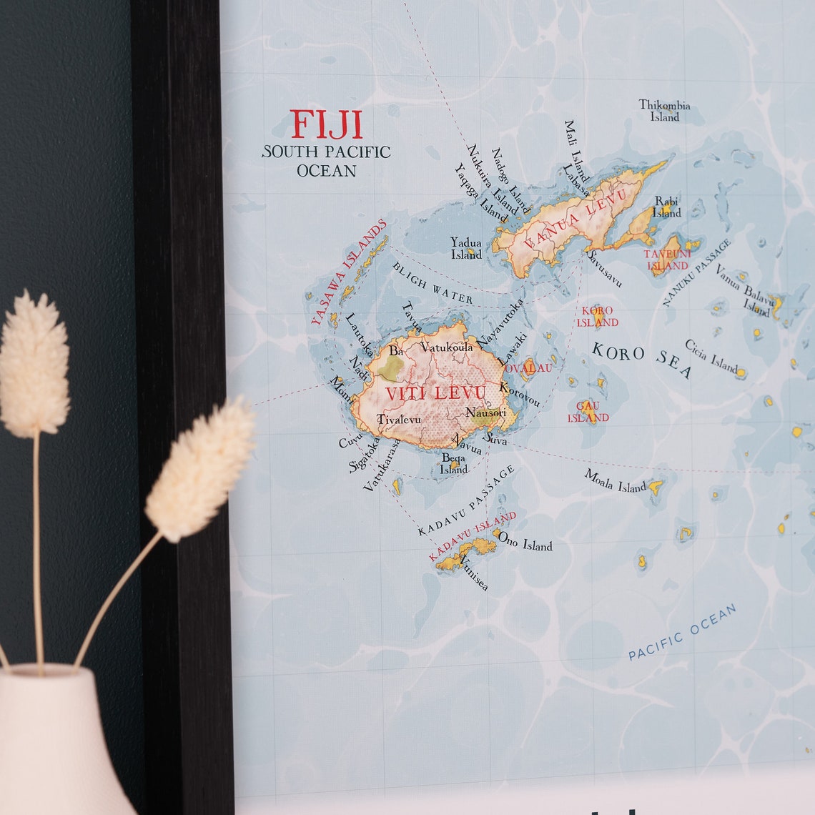 Fiji Poster Fiji Map Print Artwork Bathroom Wall Art South - Etsy