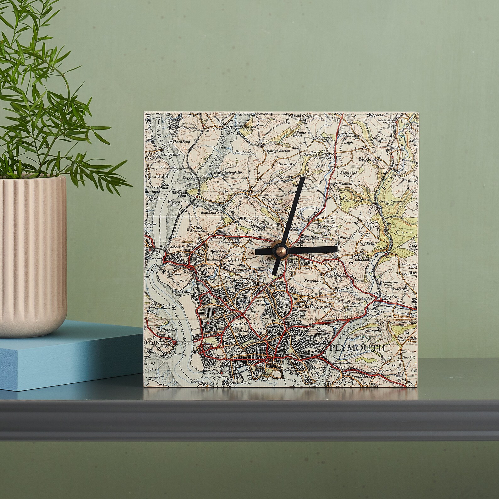 Custom Map Wall Clock - Personalised Map Location Wood Clock - Unique ...