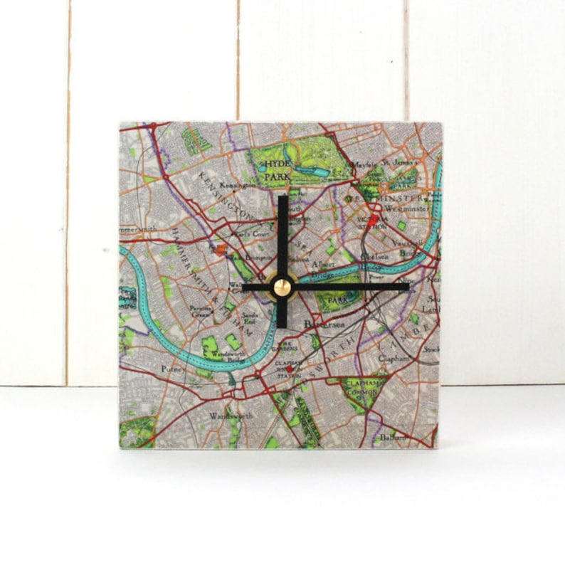 Custom Map Wall Clock - Personalised Map Location Wood Clock - Unique ...