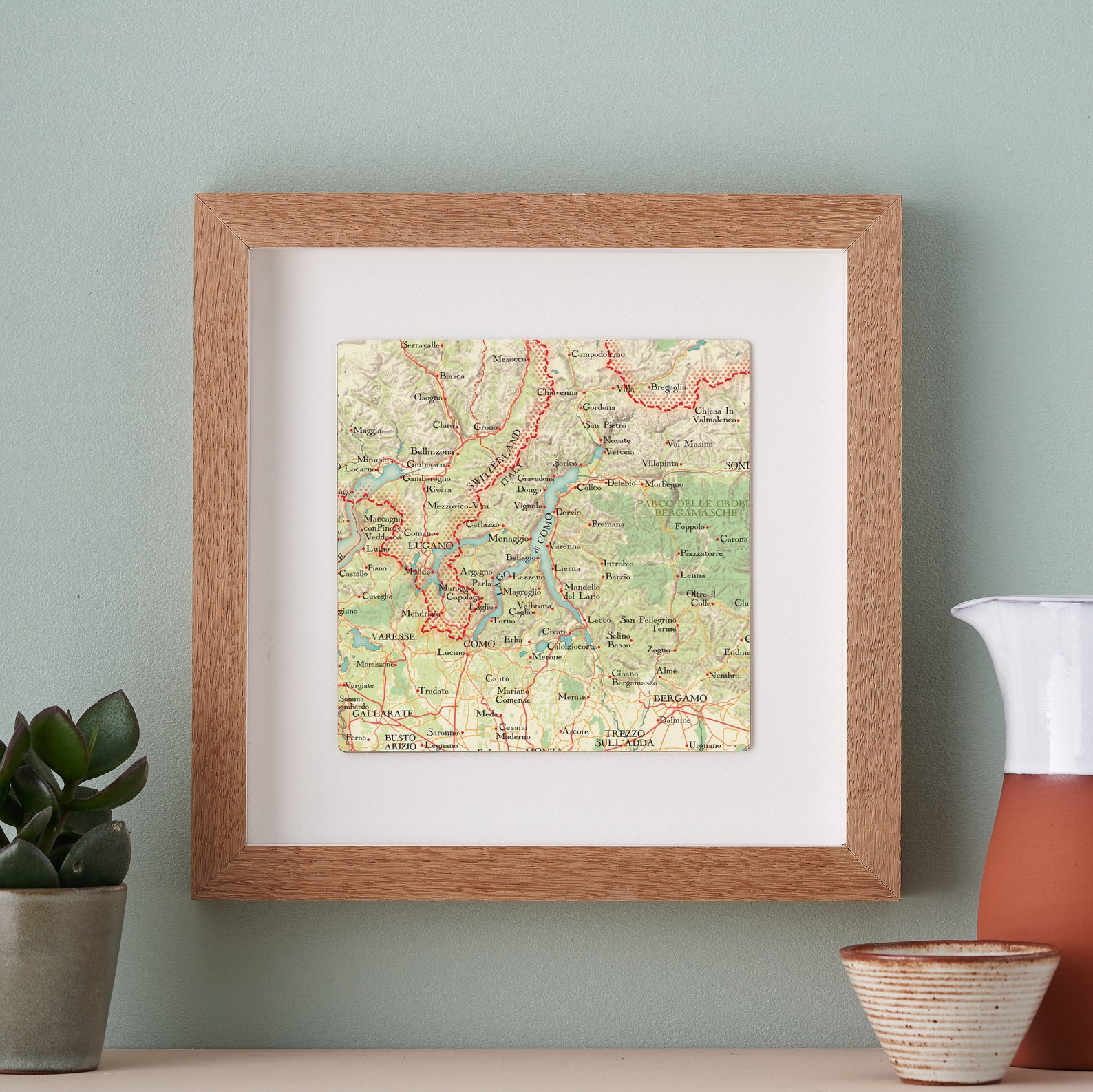 Lake Como Map Print, Illustrated Map of Italian Lakes, Wall Art Print ...