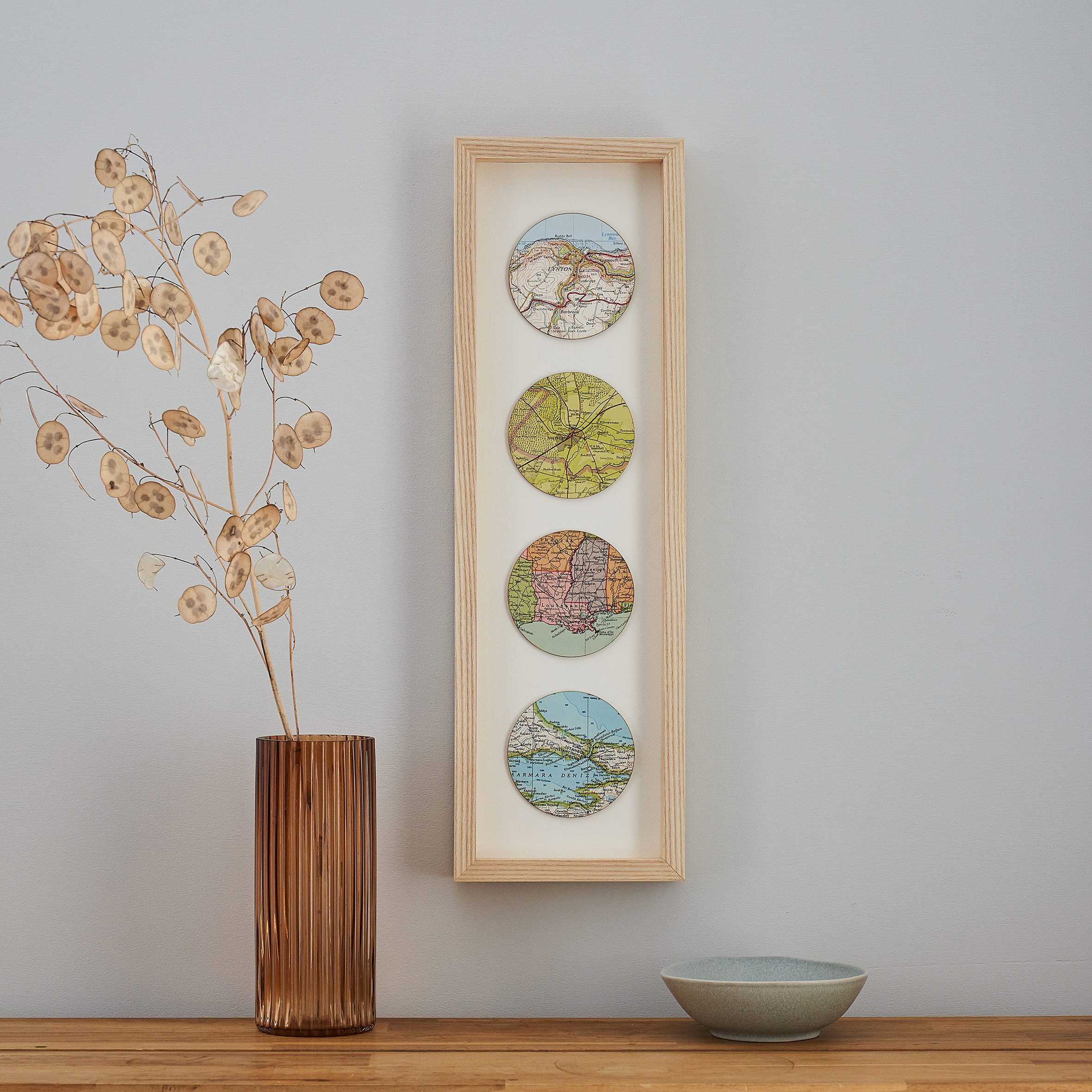 Map Wall Art Four Custom Map Circles Wedding Gift Paper - Etsy UK