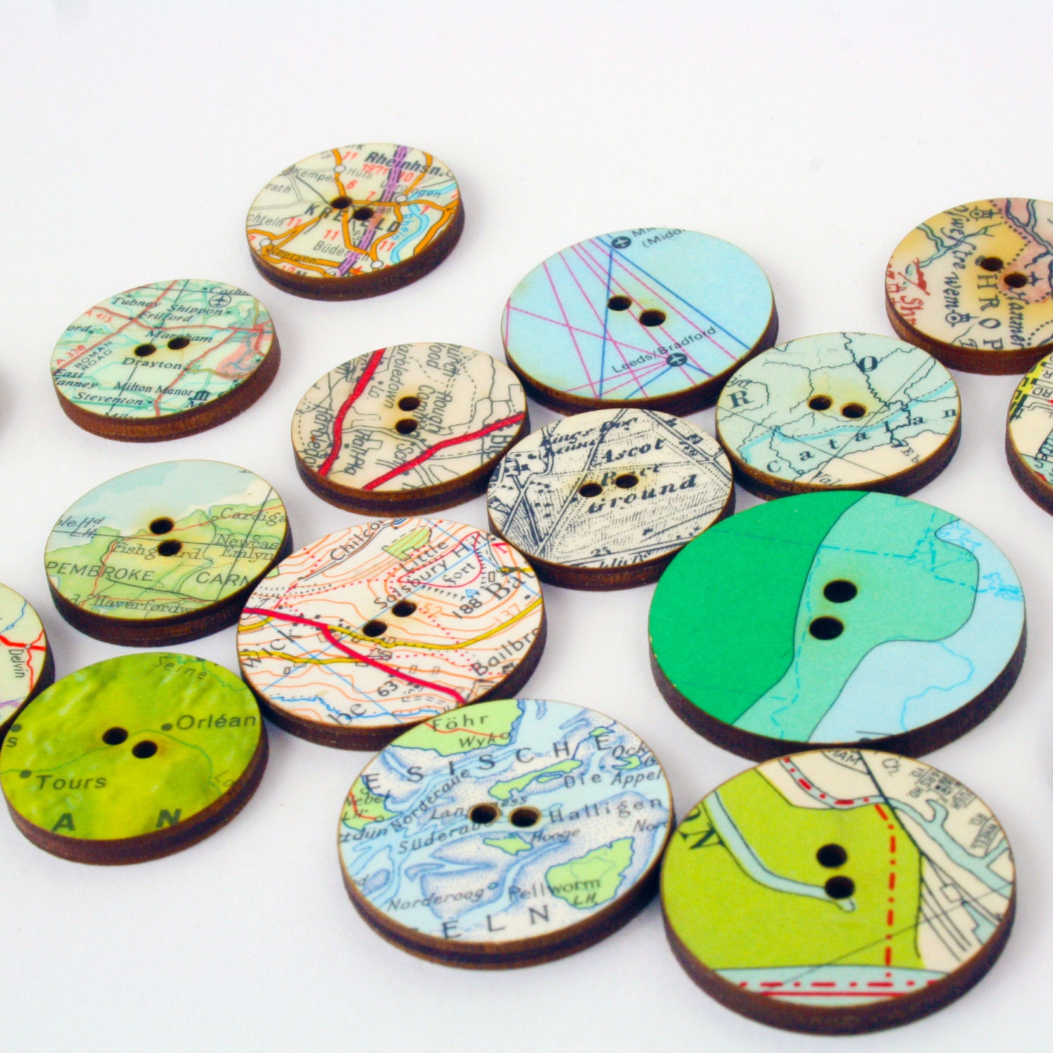 Map Buttons Crafting Supply Scrapbooking Kit Antique Map - Etsy