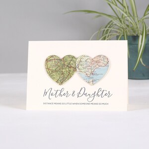 Custom Map Card - Two Heart Luxury Personalised Card for Mum or Mom ...