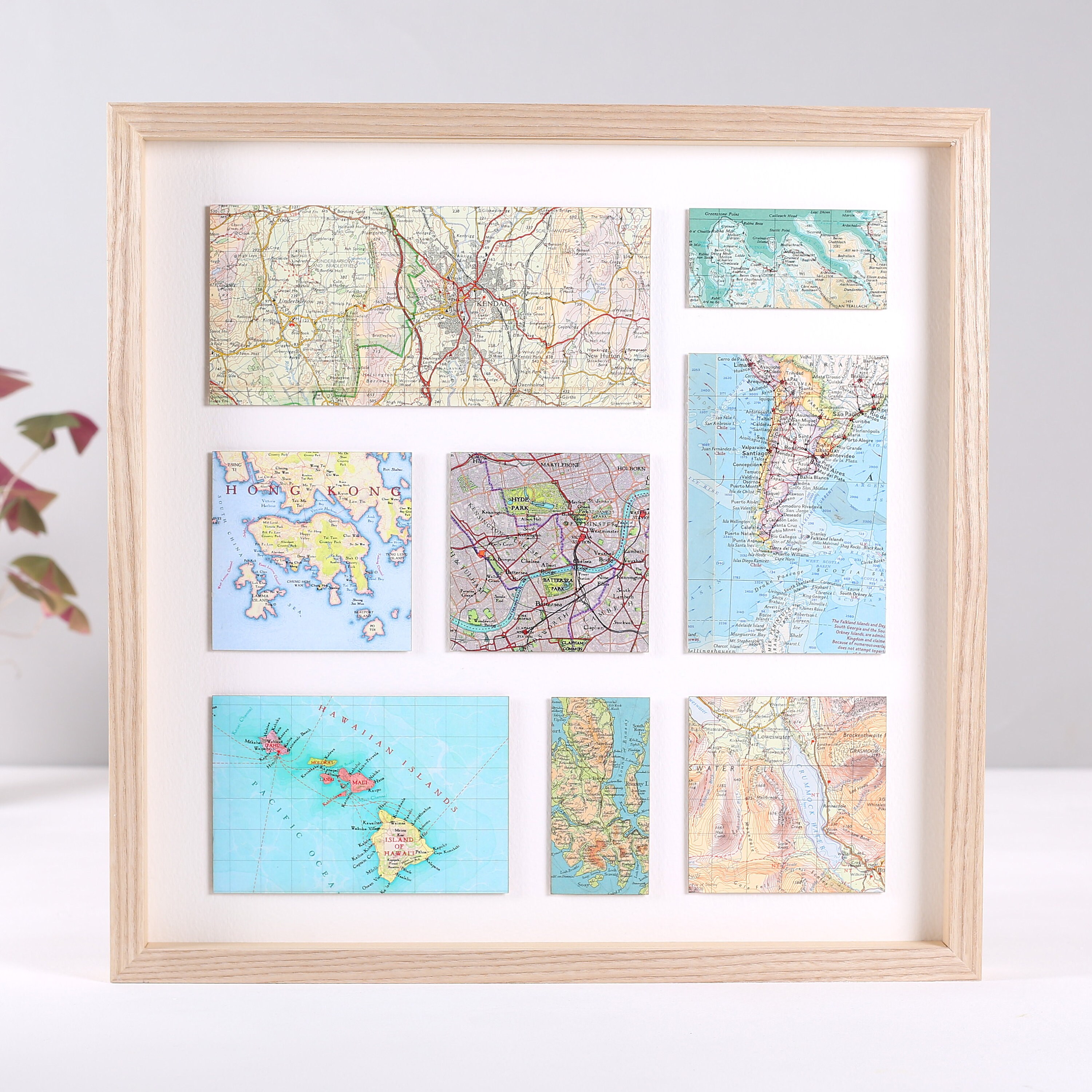 Map Wall Art - Eight Custom Map Squares Wedding Anniversary Frame Gift ...
