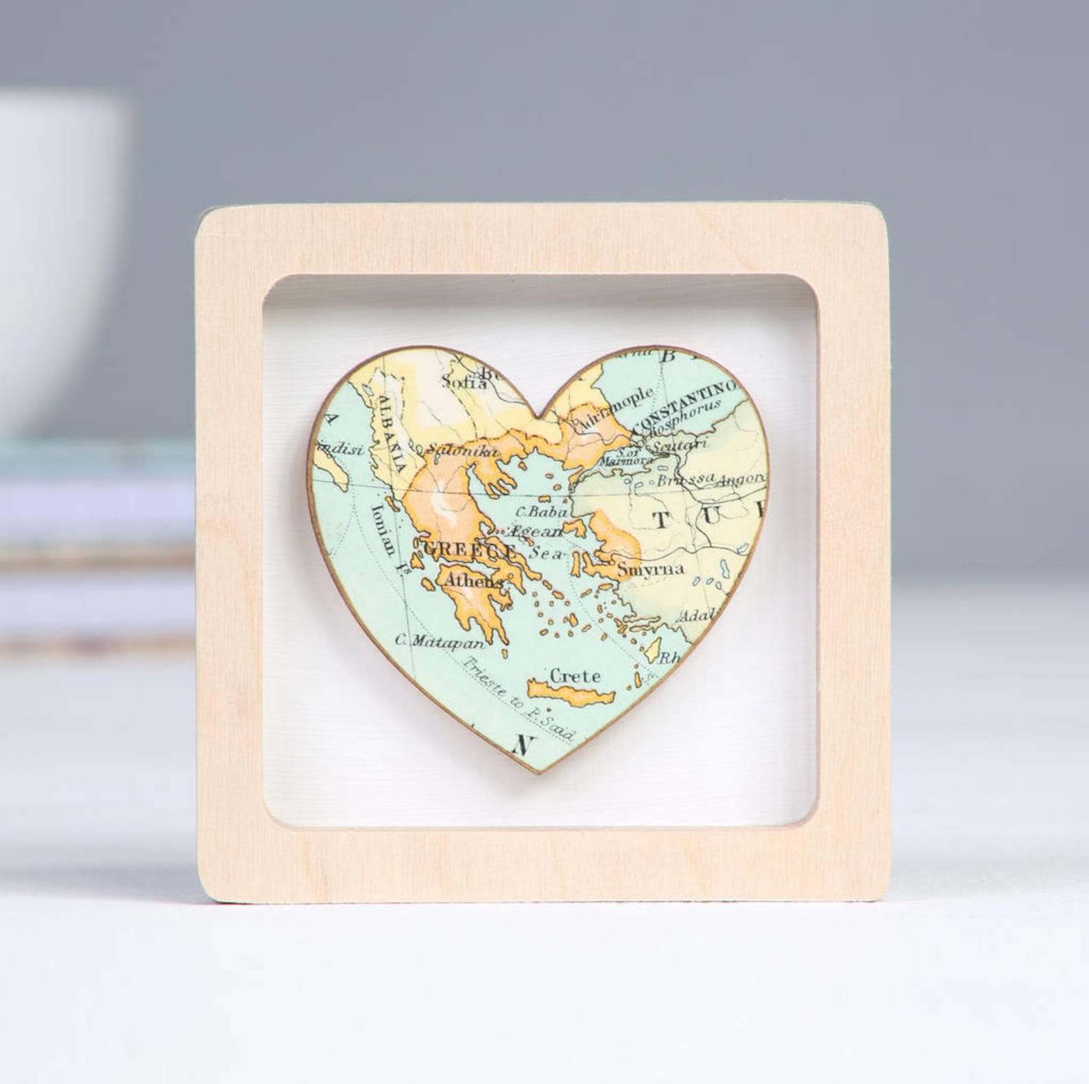 Custom Map Heart Print Miniature Frame Romantic Valentine | Etsy