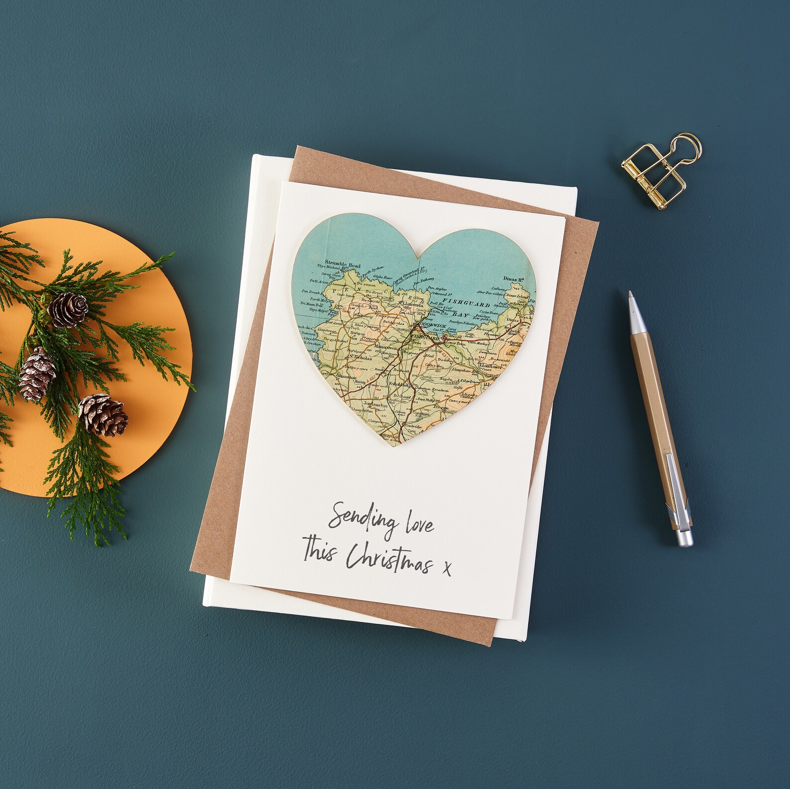 Custom Map Christmas Card, Map Heart Christmas Card, Vintage Map Family ...