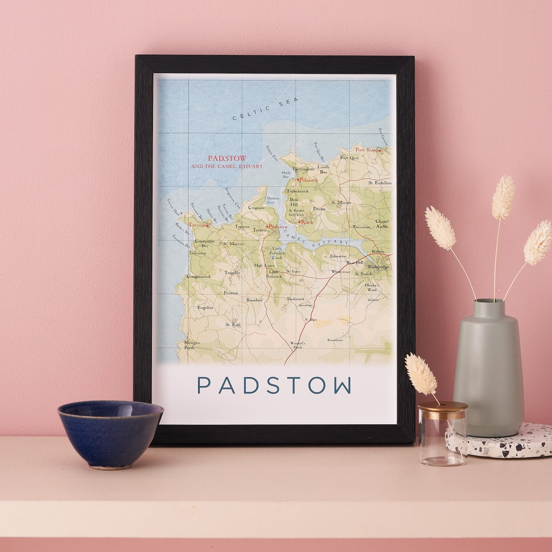 Padstow Map Poster, Padstow Map Print, Padstow Map, Cornish Map Print ...