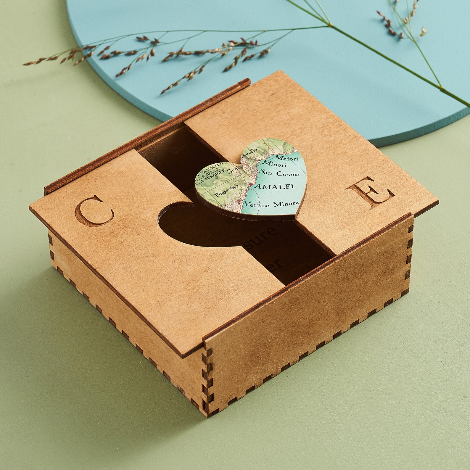 Travel Wedding Gift, Personalised Map Heart Location Keepsake Box ...