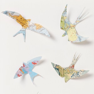 Original Bird Wall Art, Custom Map Birds Artwork, 3D Map Collage ...