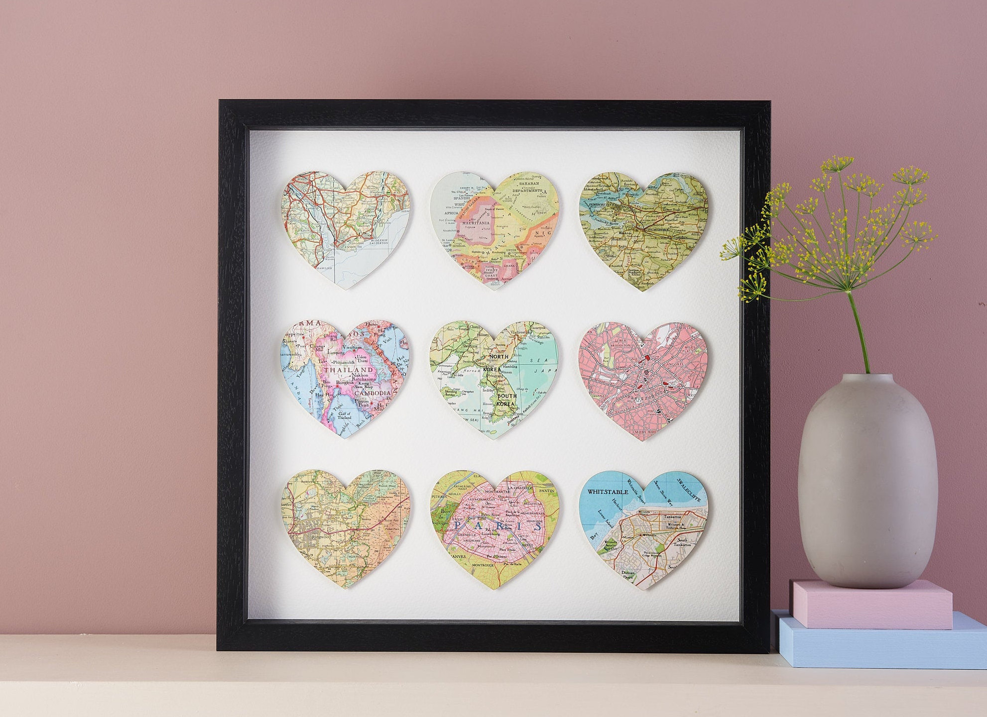 Custom Map Wall Art Print, Framed Wall Art Wedding & Anniversary Gift ...