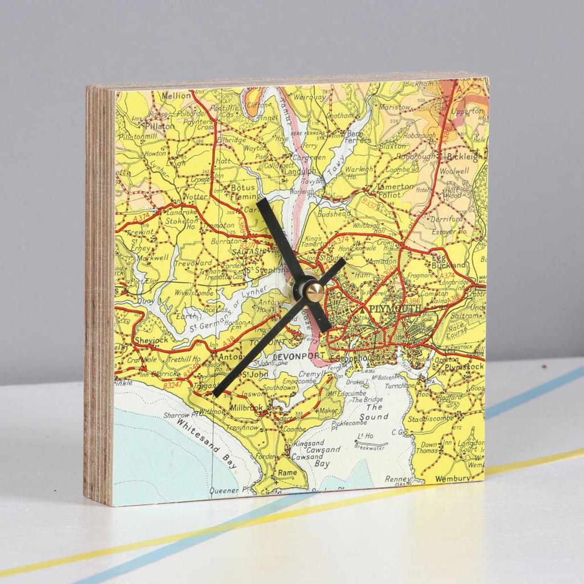 Custom Map Wall Clock - Personalised Map Location Wood Clock - Unique ...
