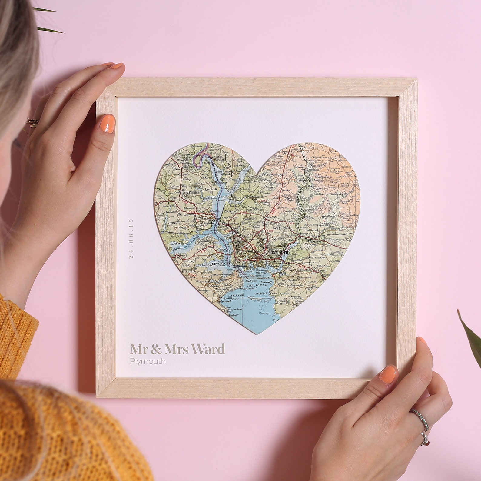 Custom Map Heart Print Wedding Gift Personalized Wedding - Etsy