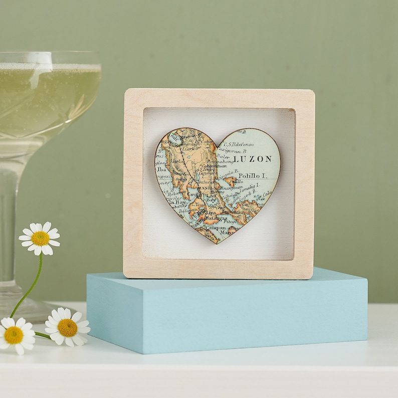 Romantic Gifts for Her Custom Map Heart Print Miniature Wall - Etsy