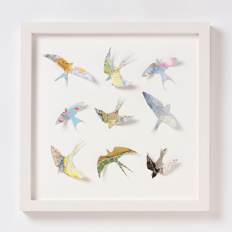 Original Bird Wall Art Custom Map Birds Artwork 3D Map | Etsy