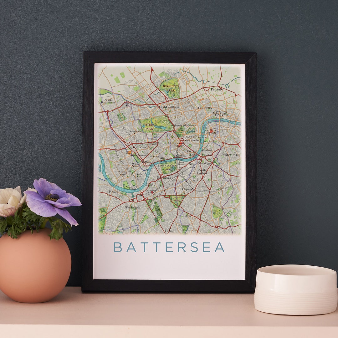 Battersea South London Map, Battersea Map Print, London Map Print, Wall ...