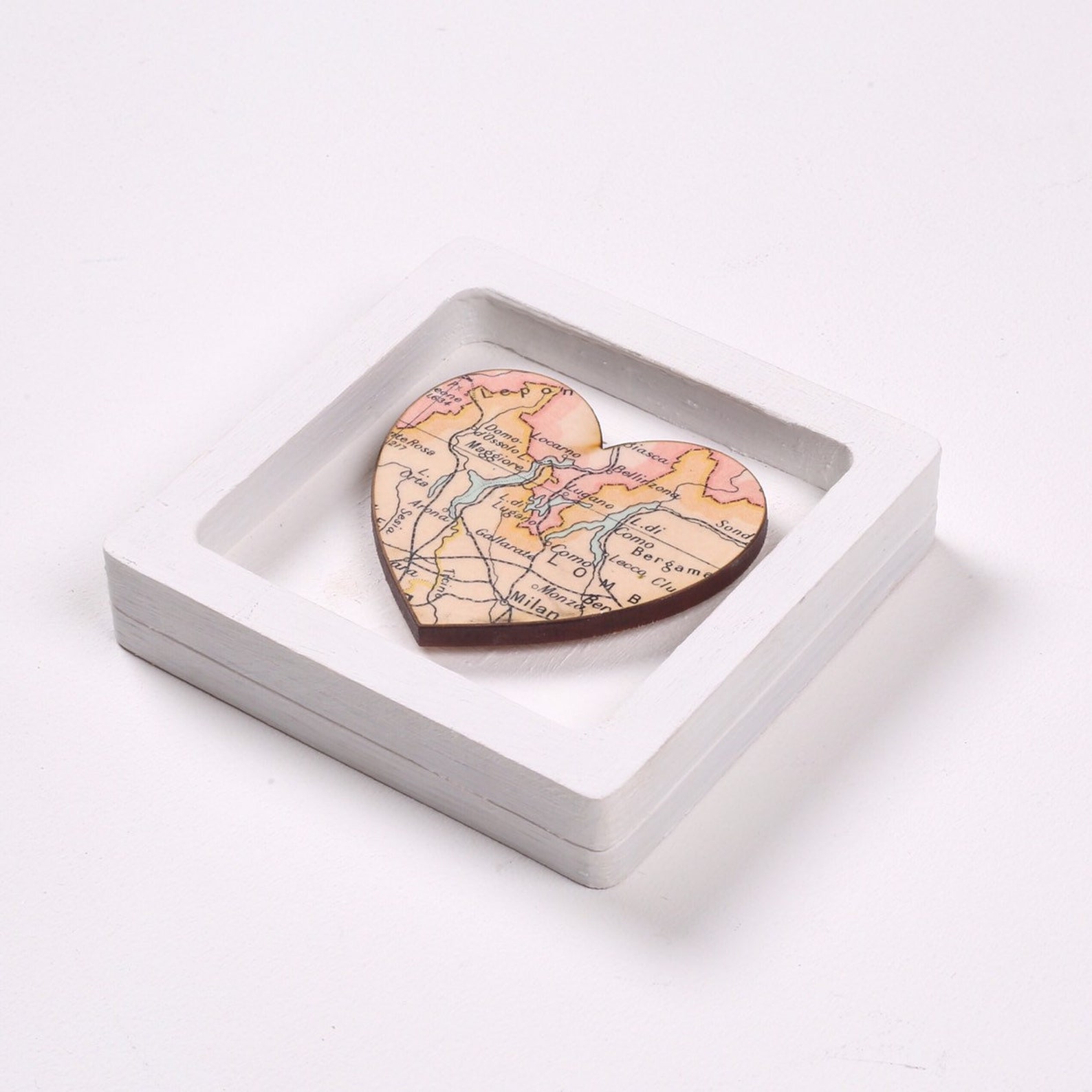 Custom Map Heart Print Miniature Frame Romantic Valentine - Etsy