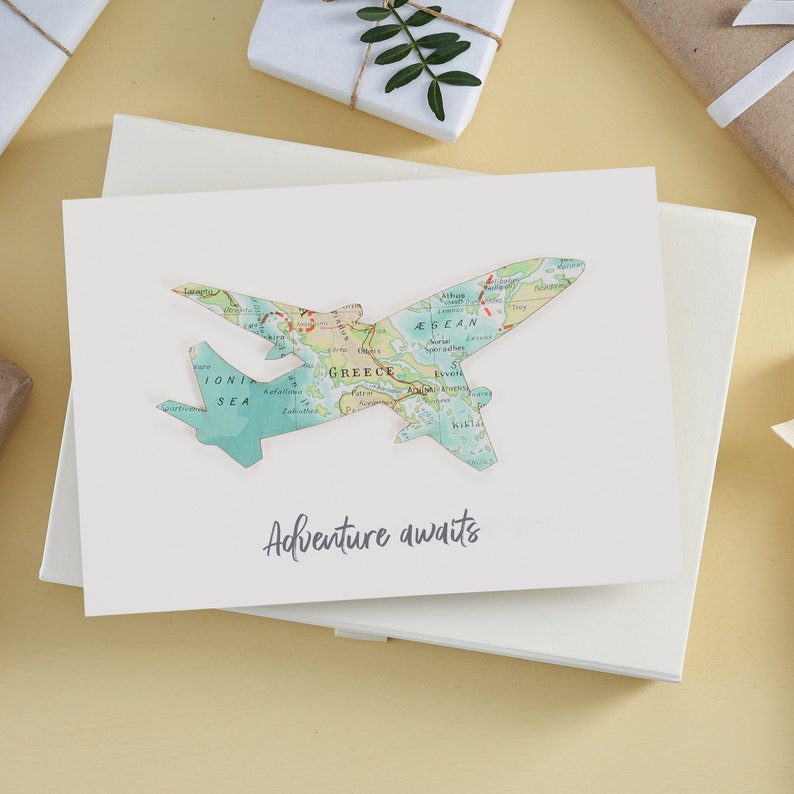Aeroplane Map Card Custom Map Location Airplane | Etsy