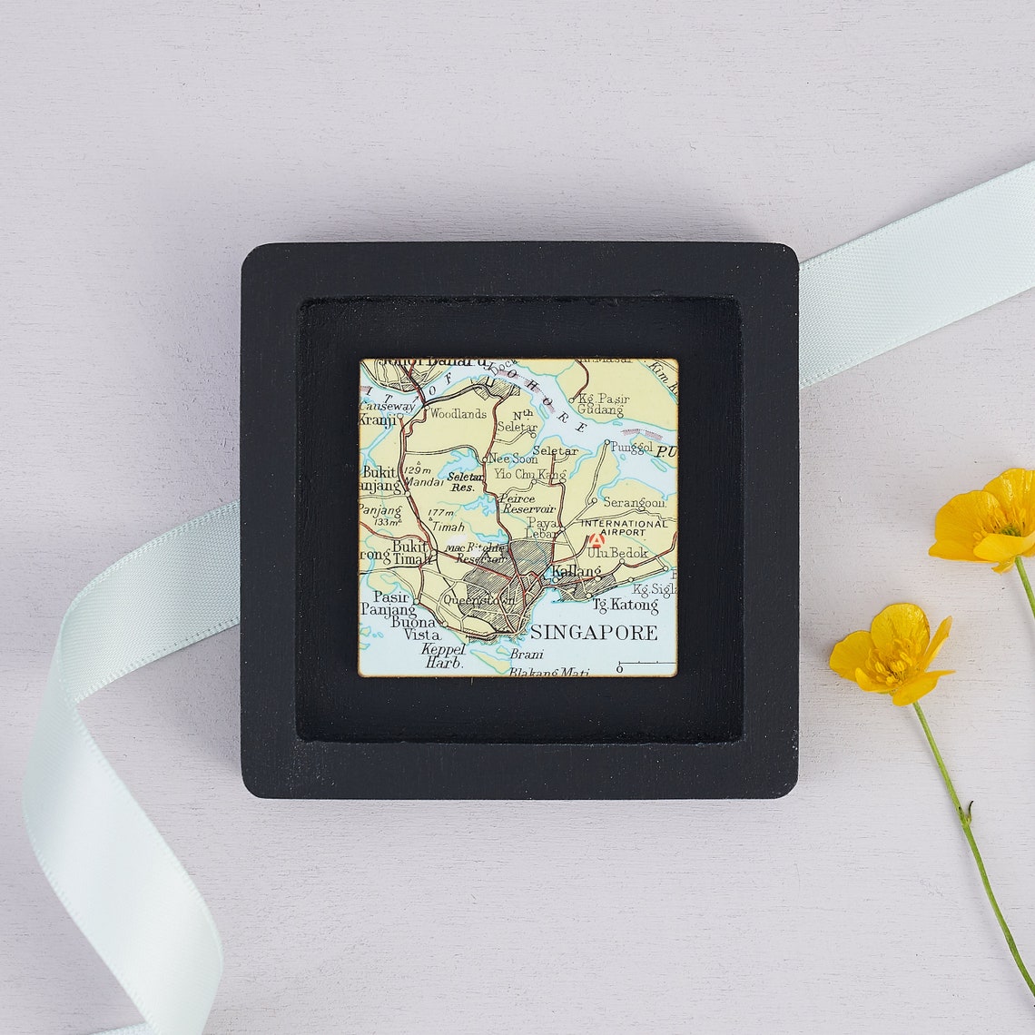 Custom Map Print Miniature Square Frame Personalized Wall | Etsy