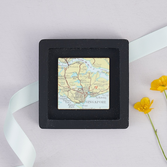 Custom Map Print Miniature Square Frame Personalized Wall | Etsy
