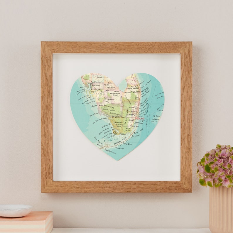 Miami and Florida Keys Map Miami Map Heart Print Couples - Etsy