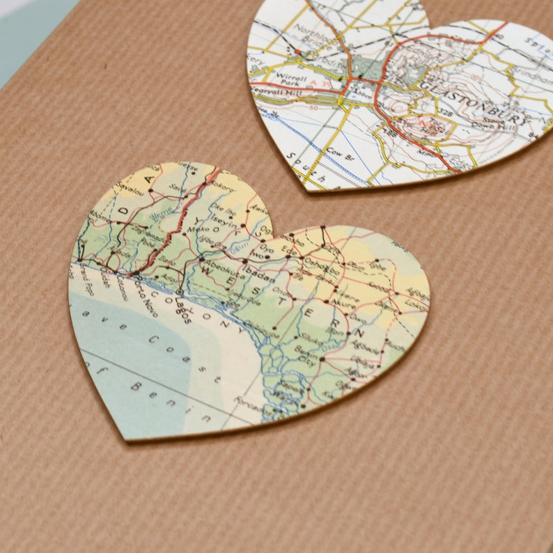 Engagement Card, Custom Map Heart Card, Luxury Wedding Anniversary Card ...