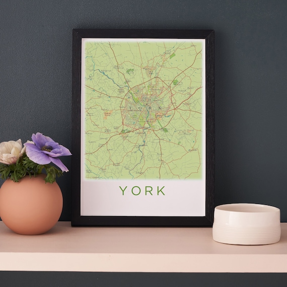 York Map Print Wall Art Illustrated Map of York Home Decor - Etsy