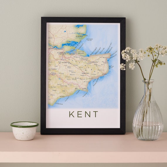 Kent Map Poster Kent Wall Art Poster Print Gallery Wall - Etsy
