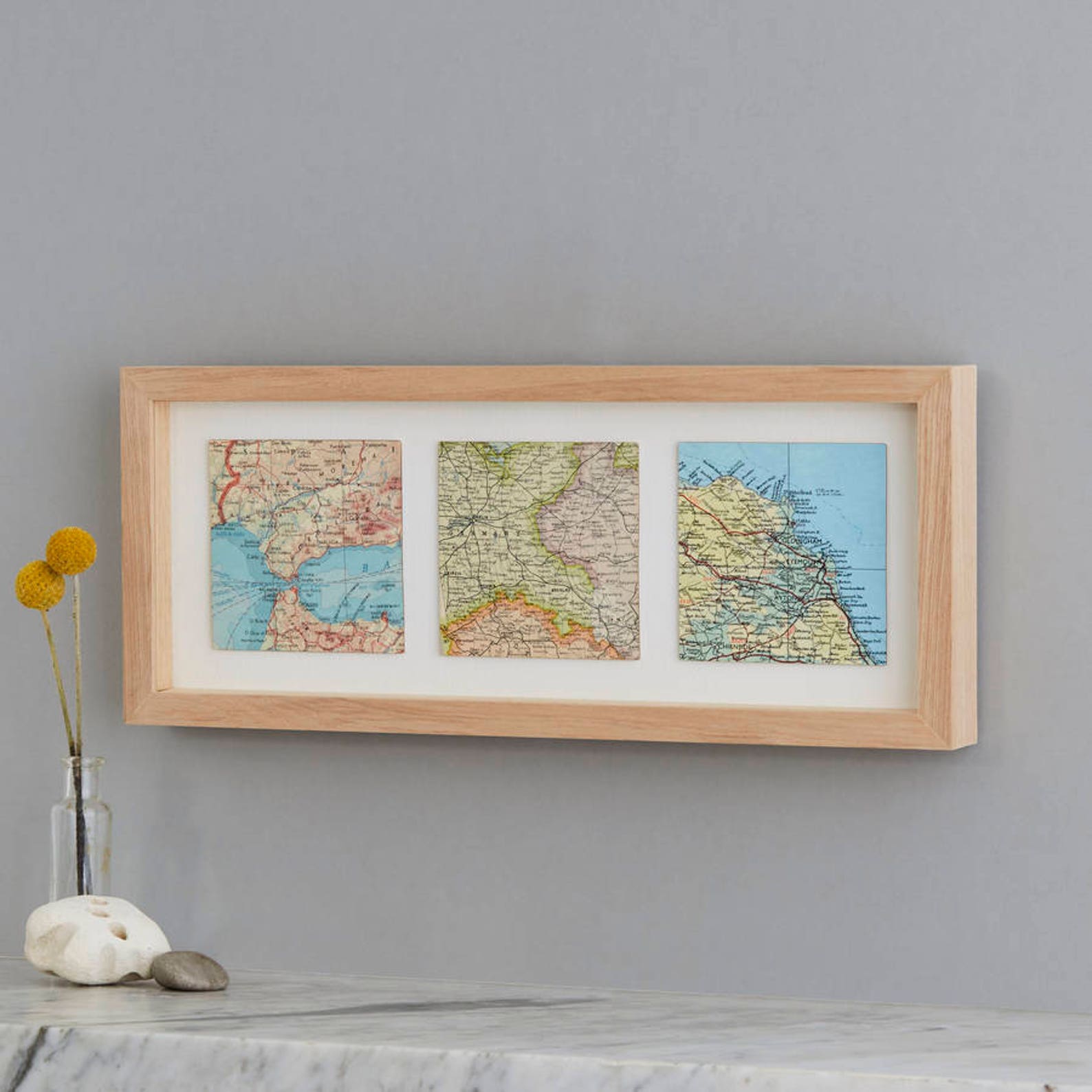 Custom Map Wall Art - Three Custom Map Square Print - Personalized ...