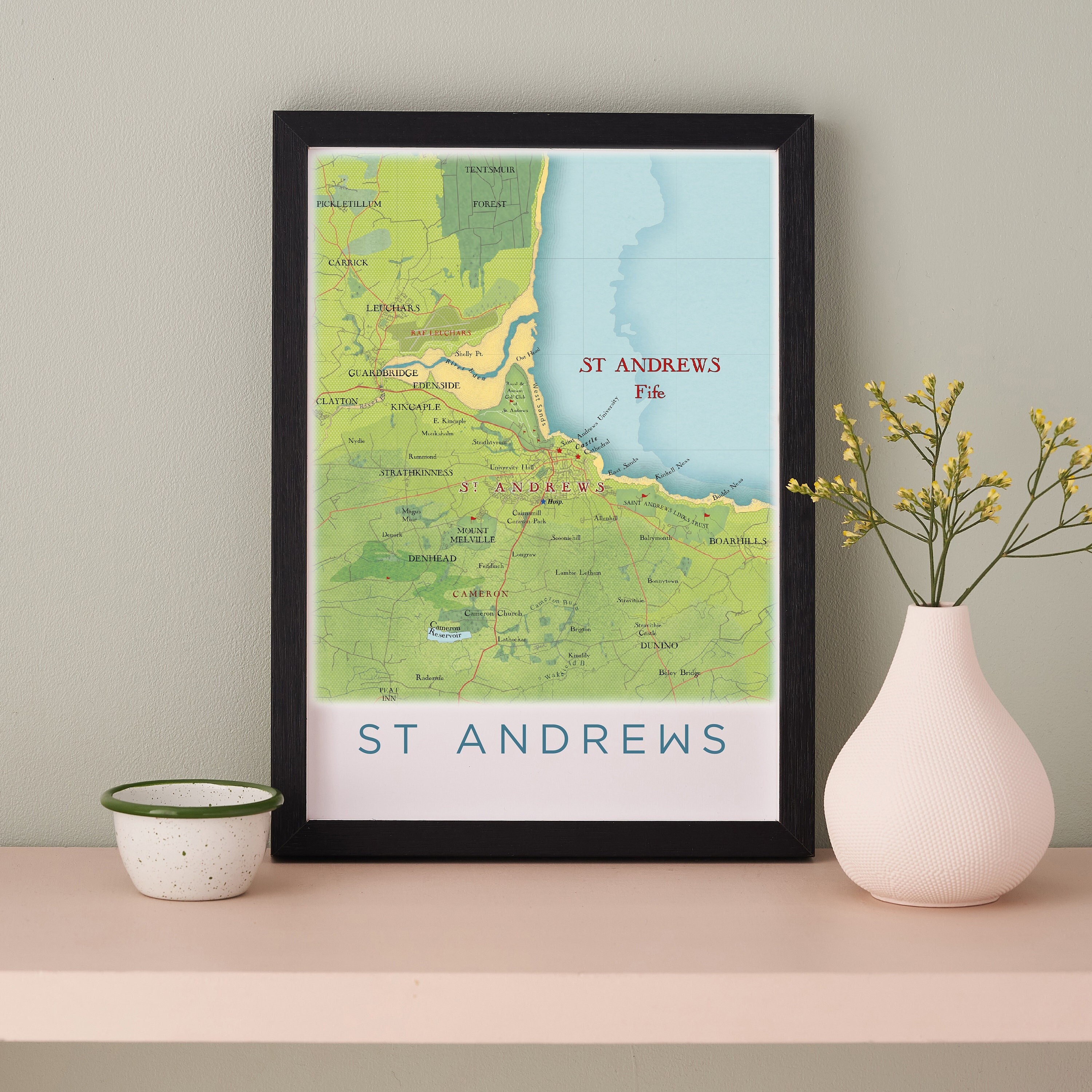 St Andrews Scotland Map, St Andrews Map Poster, Scotland Wall Art Map ...